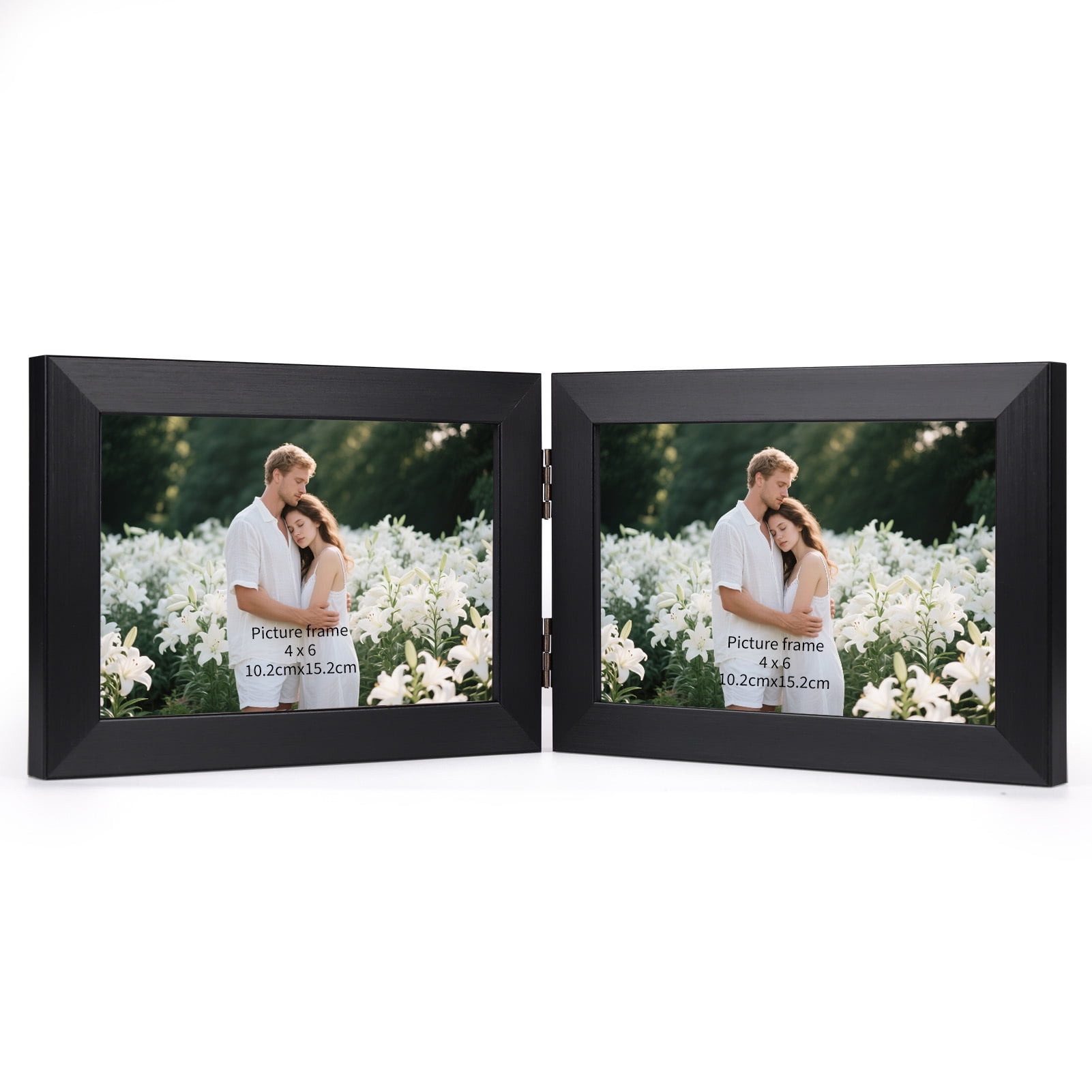 4x6 Double Picture Frame with Real Glass Display Horizontal 4 by 6 ...