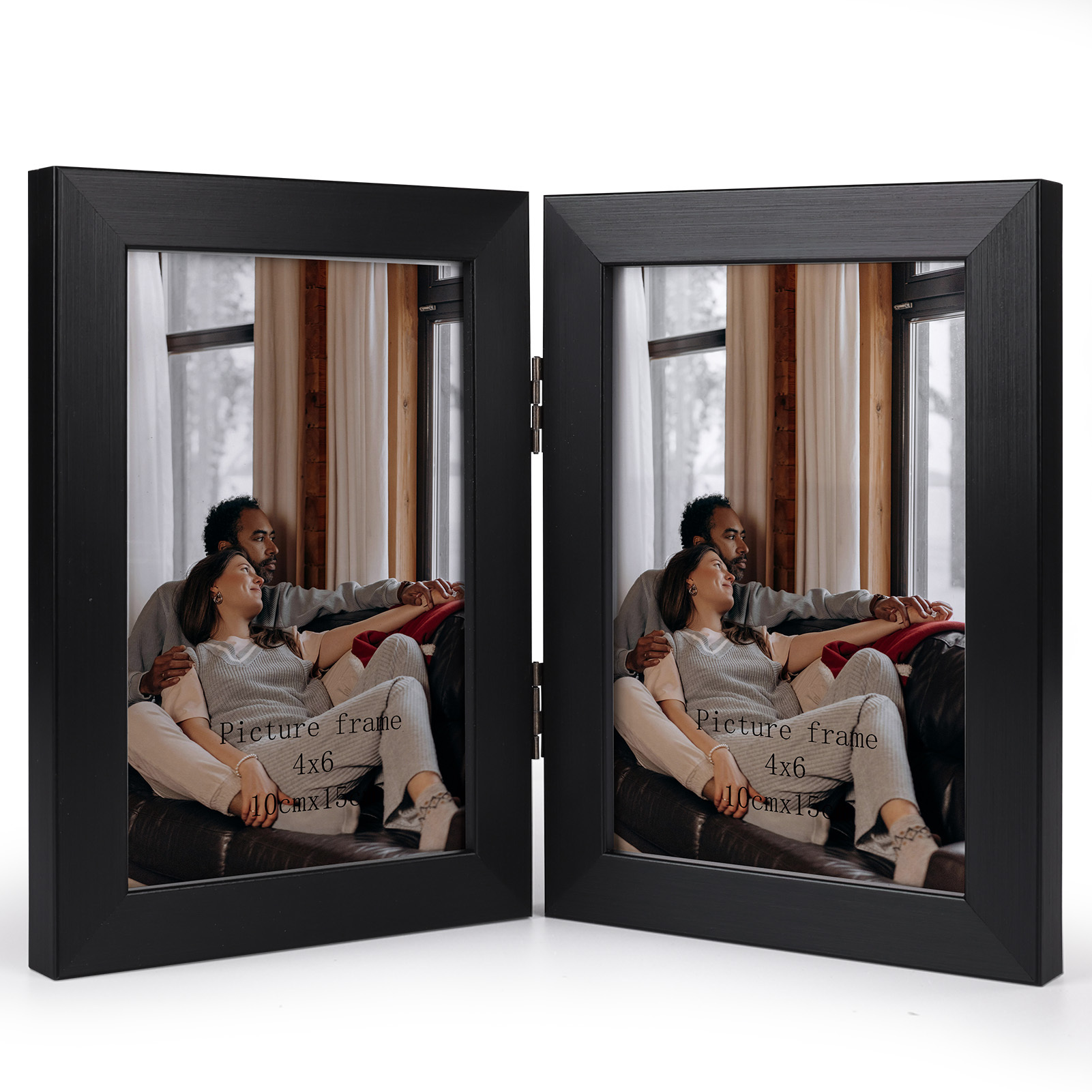 4x6 Hinged Double (Horizontal) Black Wood Picture Frame - Gallery ...