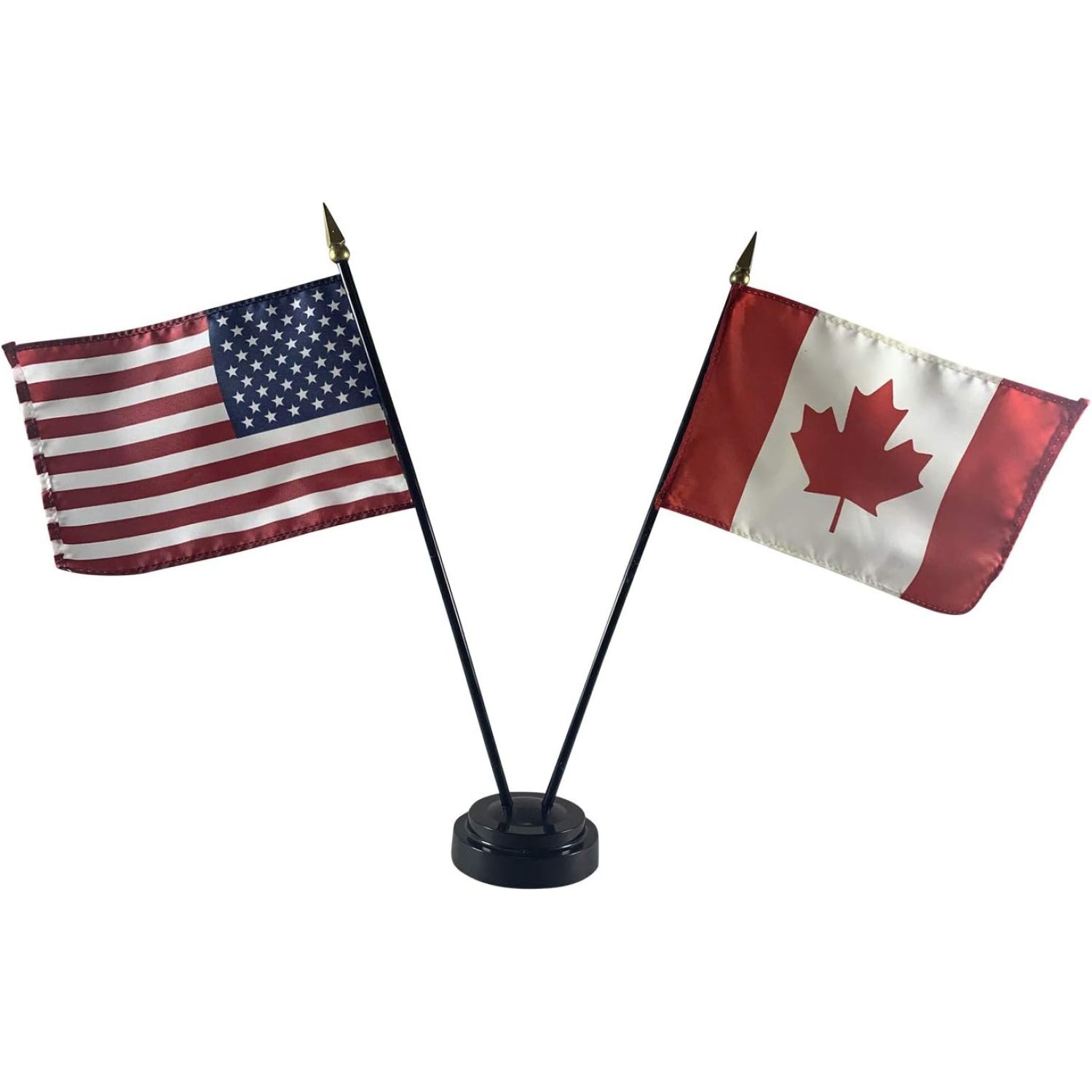 4x6 E-Gloss Canada Stick Flag w/U.S. Stick Flag & 2 Flag Plastic Table ...
