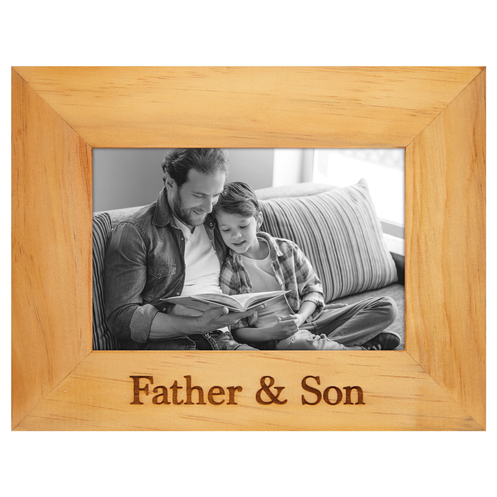 Americanflat 4x6 Engraved Wood Picture Frame - Father & Son - Elegant ...