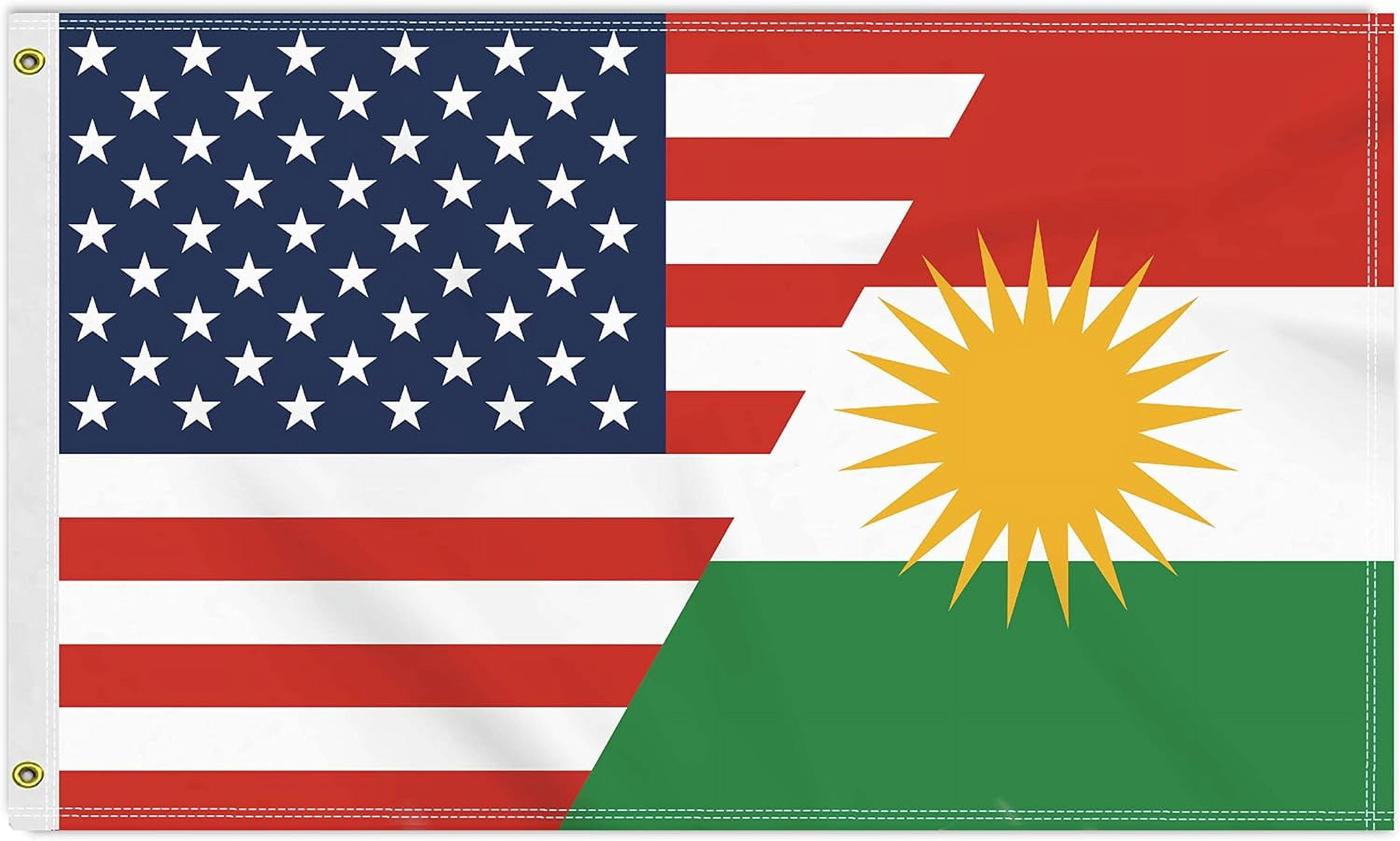 4x6 FT USA Kurdistan Flag, Large America Kurdish Outdoor Banner,Double ...