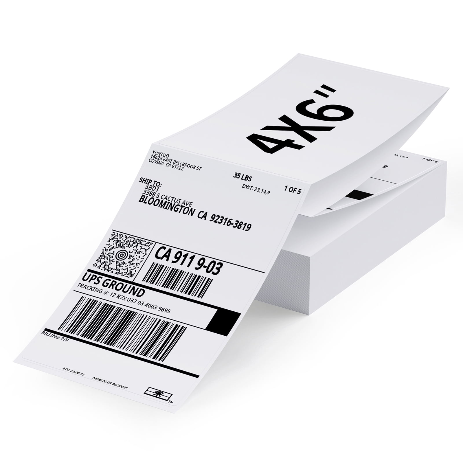 4x6" Fanfold Direct Thermal Shipping Labels Self Adhesive for Zebra and ...