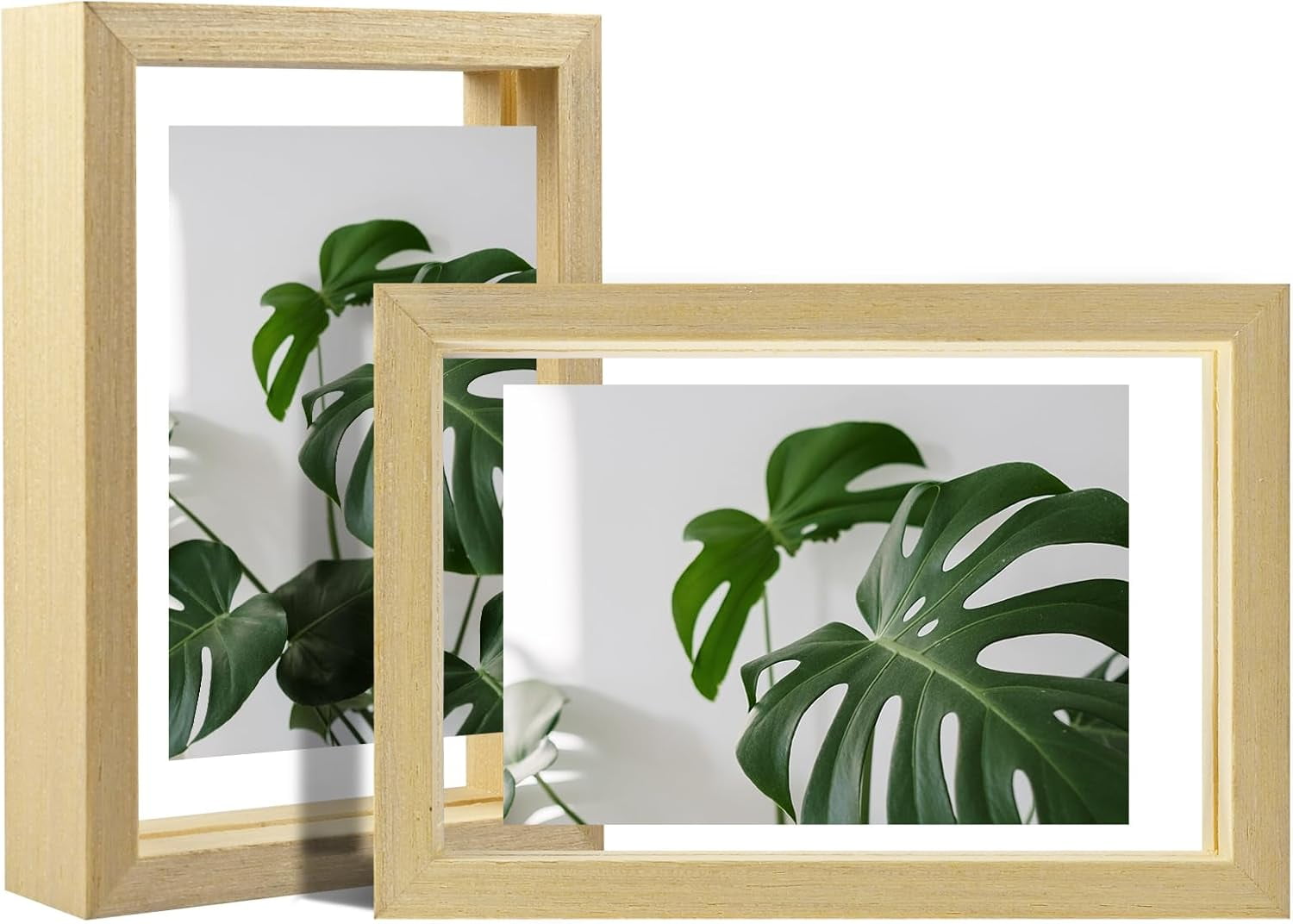4x6 Floating Frames Set of 2, Double Plexiglass Picture Frame, Made of Solid Wood Display Any ...