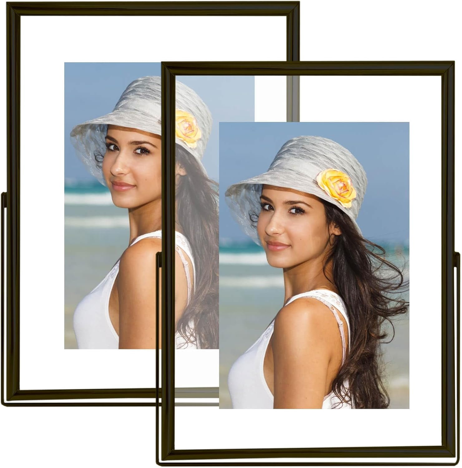 4x6 Floating Picture Frames Set of 2, Made of Metal and Double Real ...