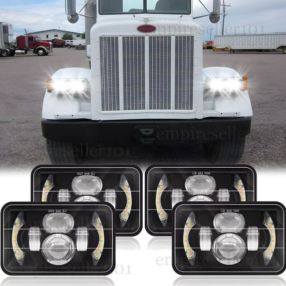 4x6" For Kenworth Peterbilt LED Headlights 357 379 378 Hi/Lo Seal Beam ...