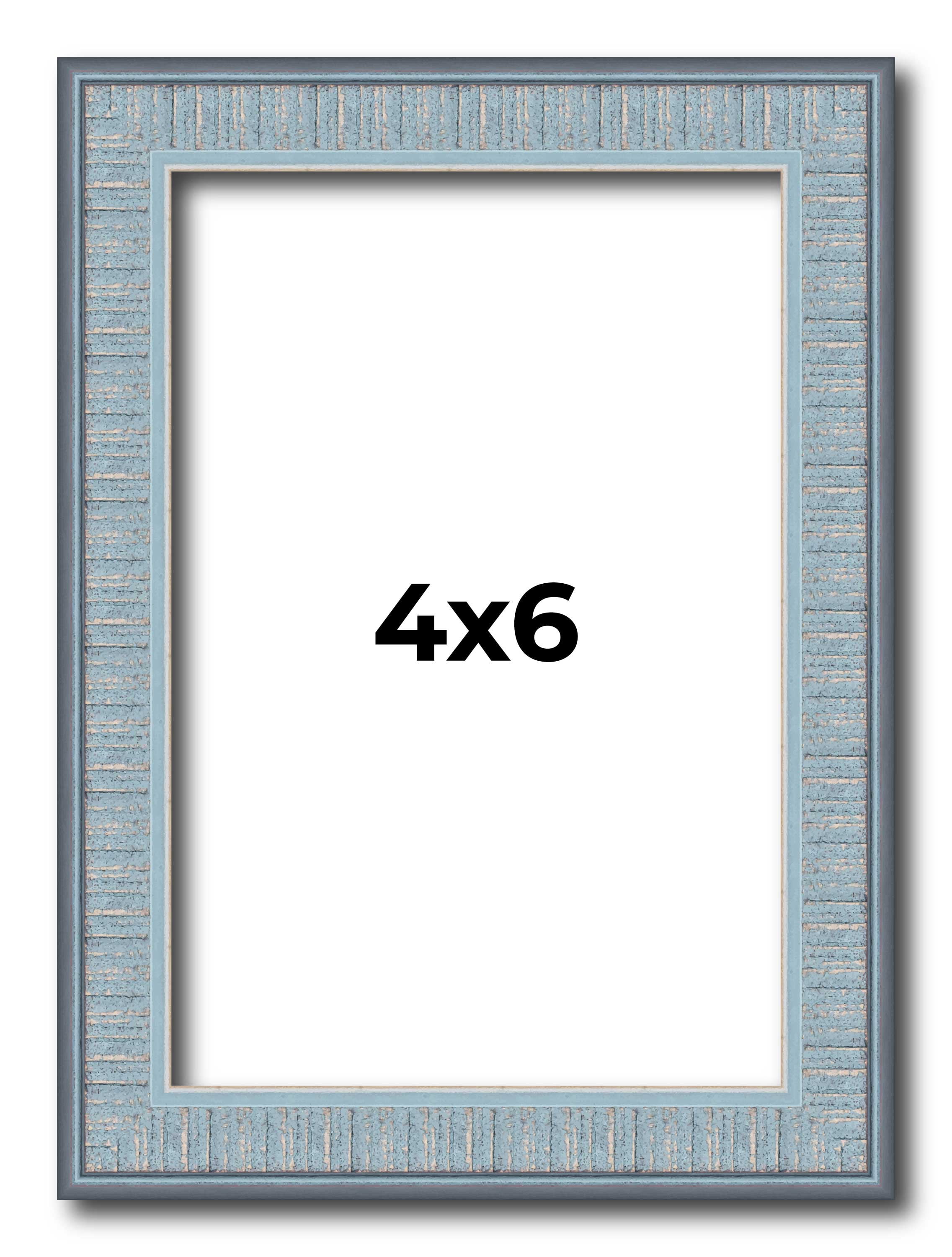 4x6 Frame Blue Scuffed Farm Board Solid Wood Picture Frame Width 0.75 ...