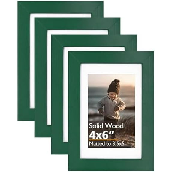 4x6 Frame Green, Solid Wood 4 x 6 Picture Frame with Acrylic Plexiglass ...