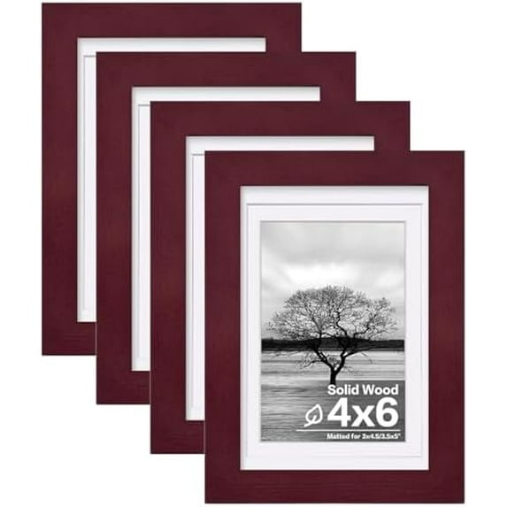 4x6 Frames Set of 4, Made of Solid Wood Covered by Plexiglass 3x4.5 and ...
