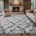 4x6 Ft Fuzzy Rugs for Living Room,Black and White Bedroom Area Rug Non ...