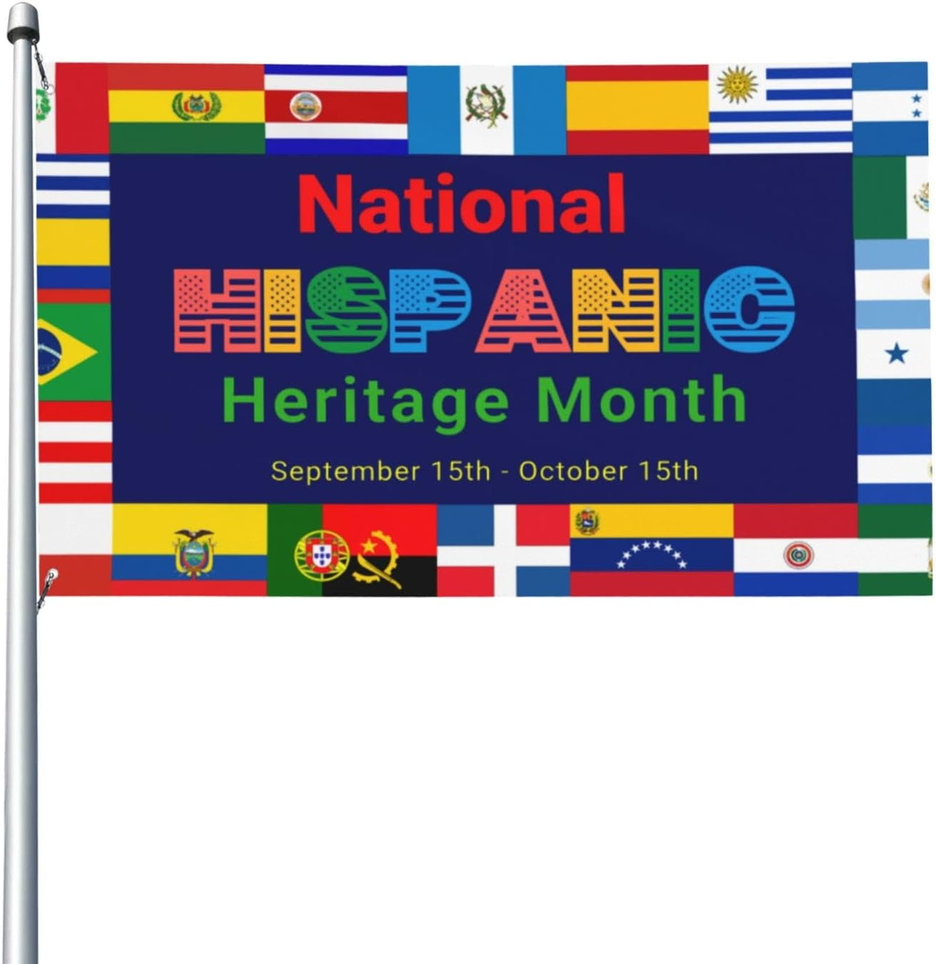 4x6 Ft National Hispanic Heritage Month Flag Sign Celebrate Hispanic ...