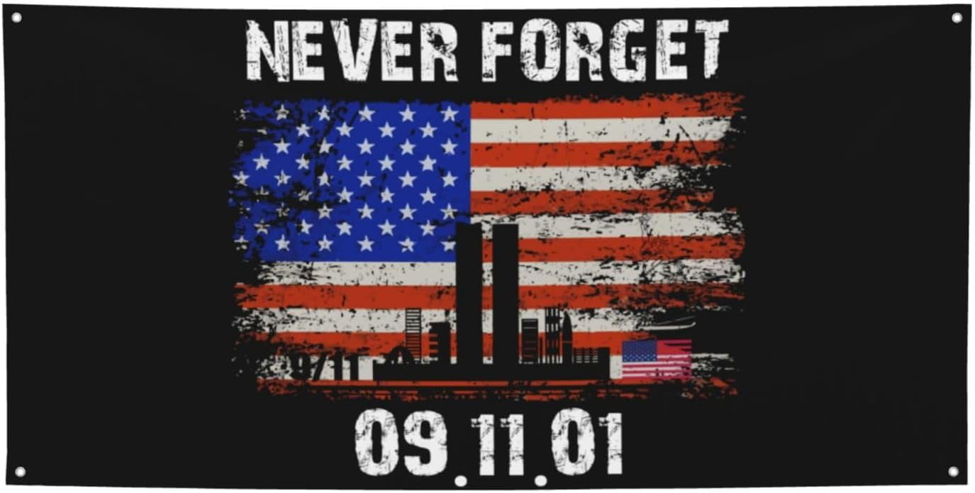 4x6 Ft Never Forget 911 Banner Flag 9/11 Memorial Day Flag Sign ...