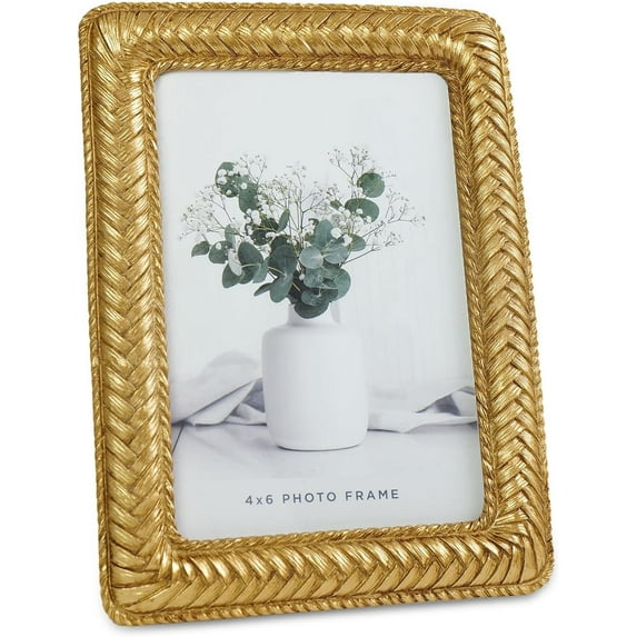 4x6 Gold Picture Frame, Ornate Decorative Rattan Resin Photo Frame ...