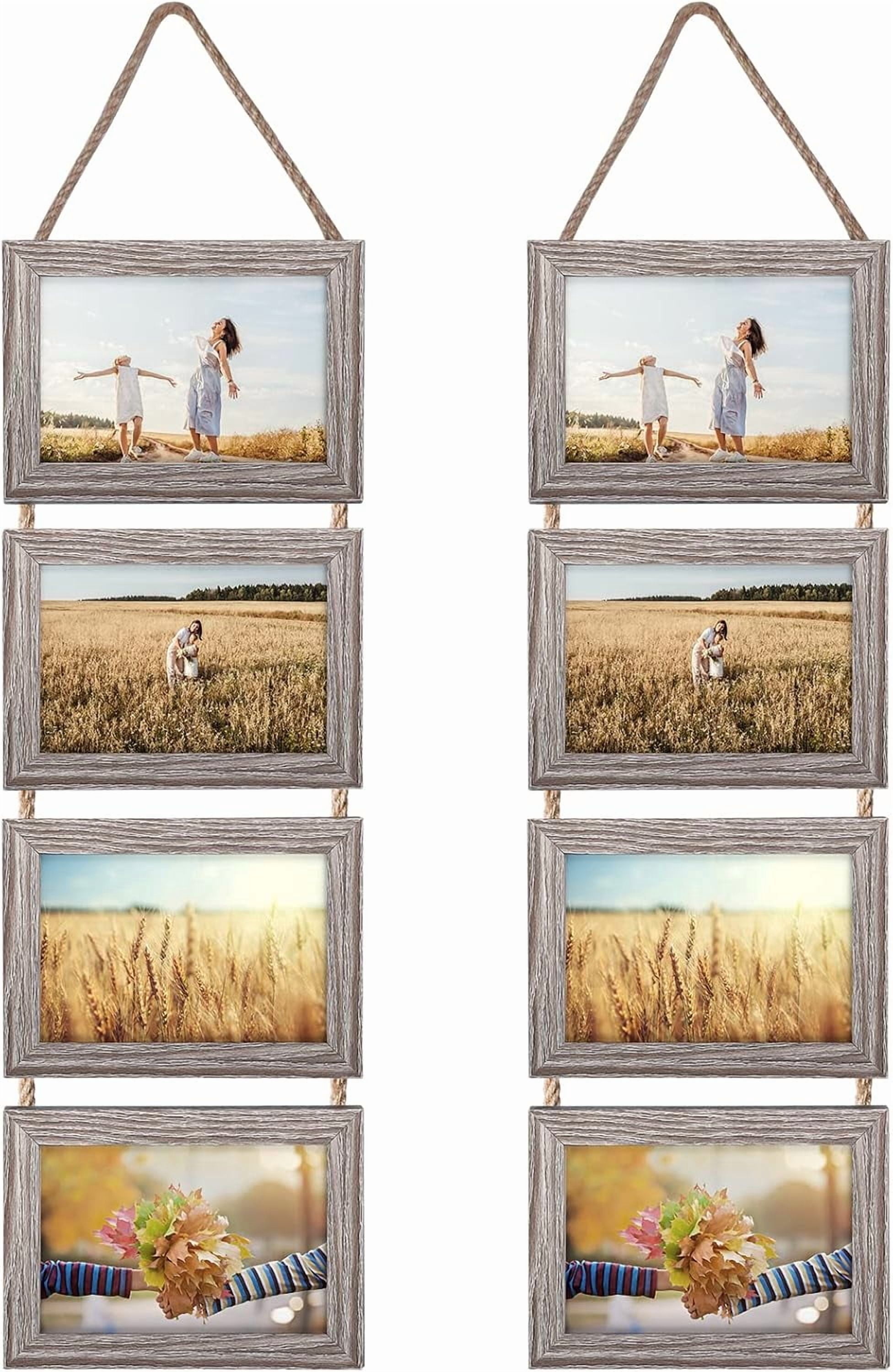 4x6 Hanging Collage Picture Frame Set, Rustic 8 Opening Horizontal ...
