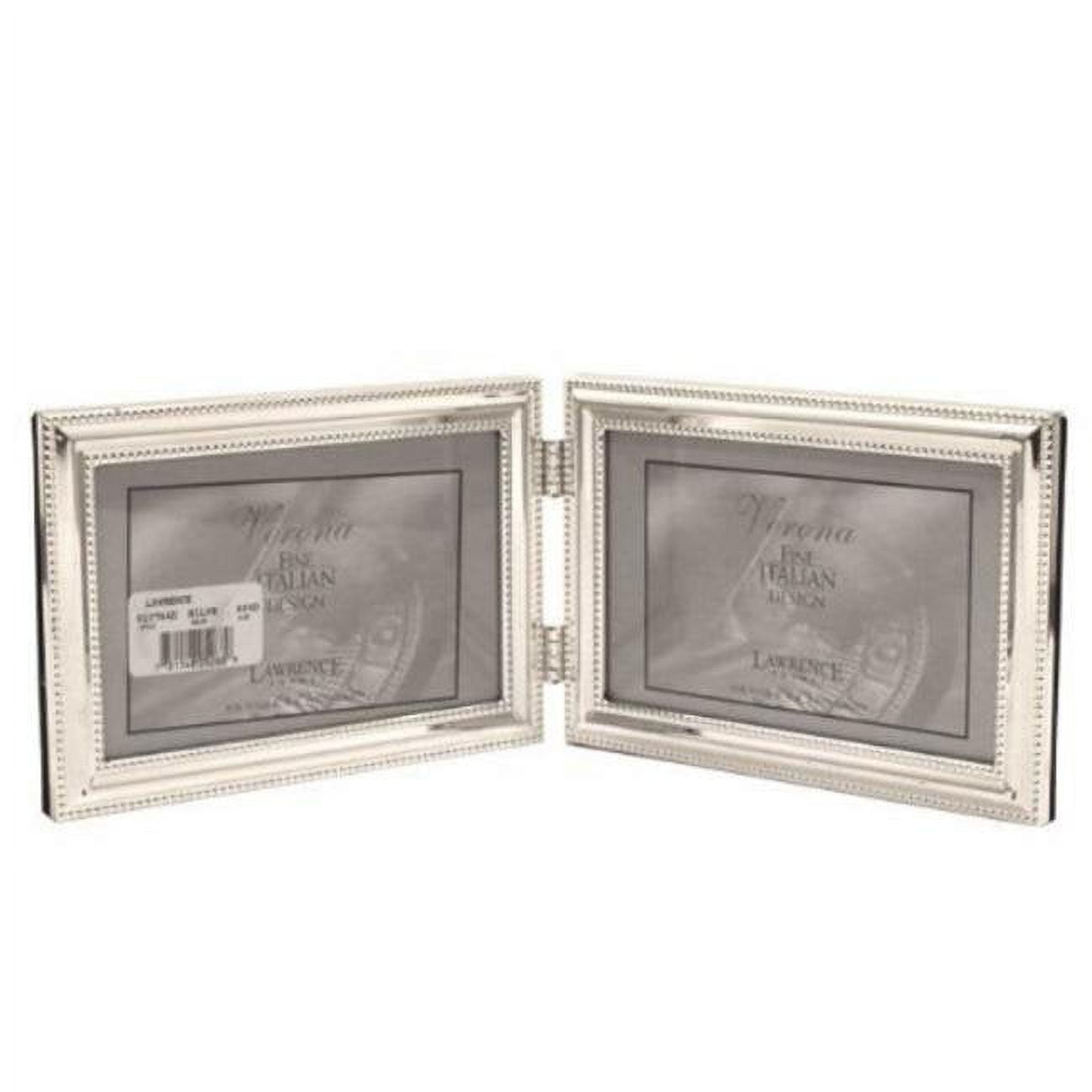 4x6 Hinged Double - Horizontal - Metal Picture Frame Silver-Plate with ...