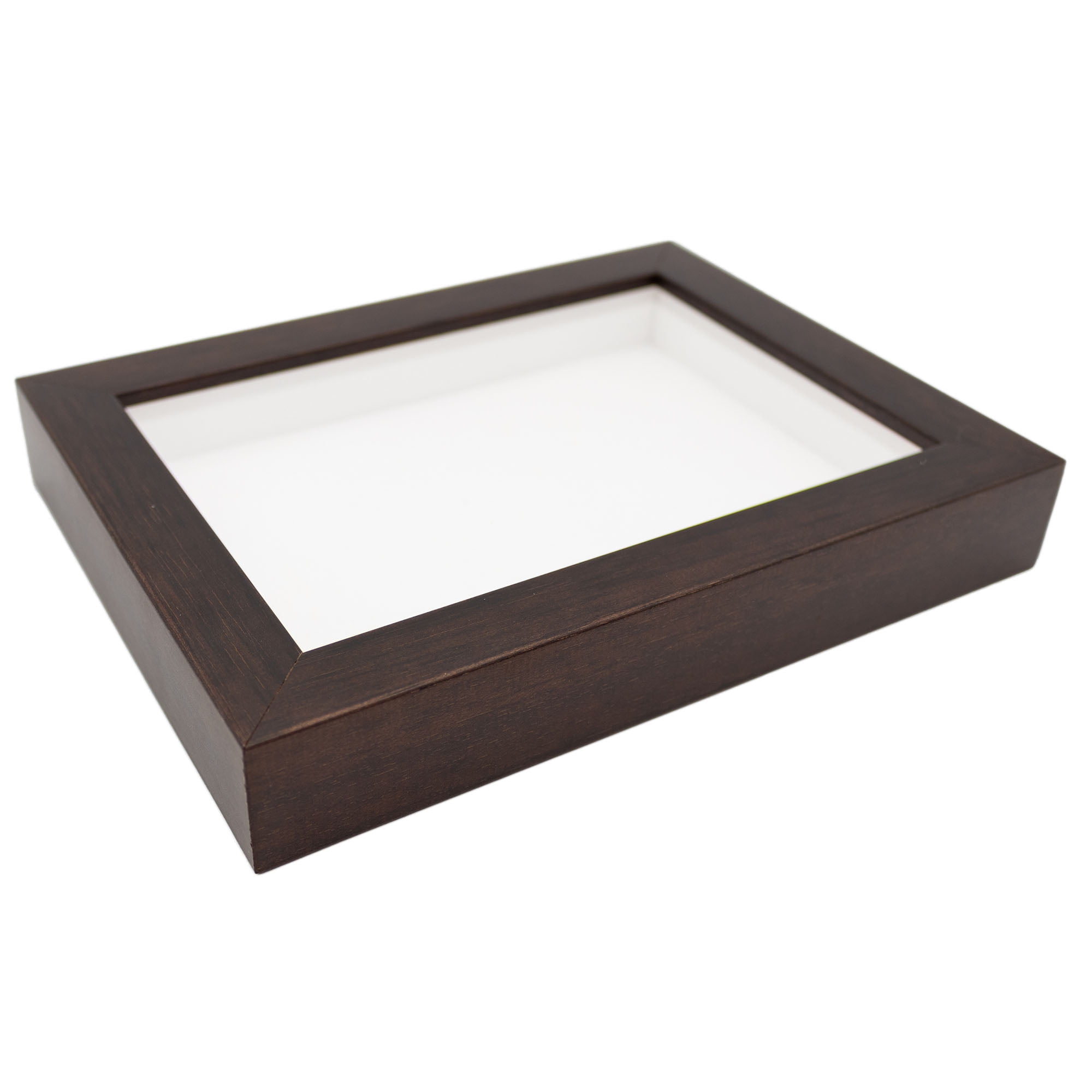 4x6 In Shadow Box Frame Dark Brown Real Wood with a White Acid-Free ...