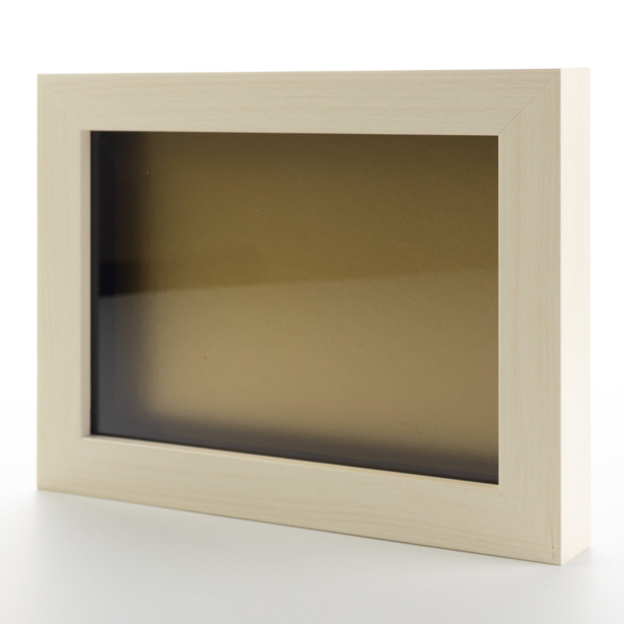 4x6 In Shadow Box Frame Light Real Wood with a Gold Acid-Free Backing ...