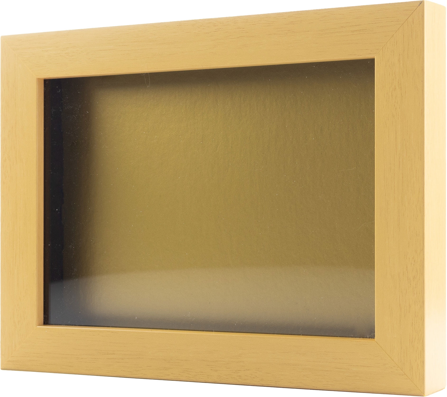 4x6 In Shadow Box Frame Natural Real Wood with a Gold Acid-Free Backing ...