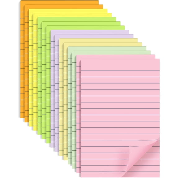 4x6 Inch Lined Sticky Notes, 15-Pack Pastel Colored Self-Stick Notepads ...