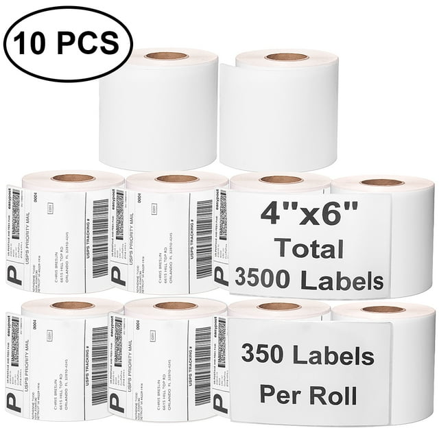 4x6 Inch Thermal Labels, 4200 Labels/10 Rolls(350 Pcs per Roll), Shipping Label Paper for ...
