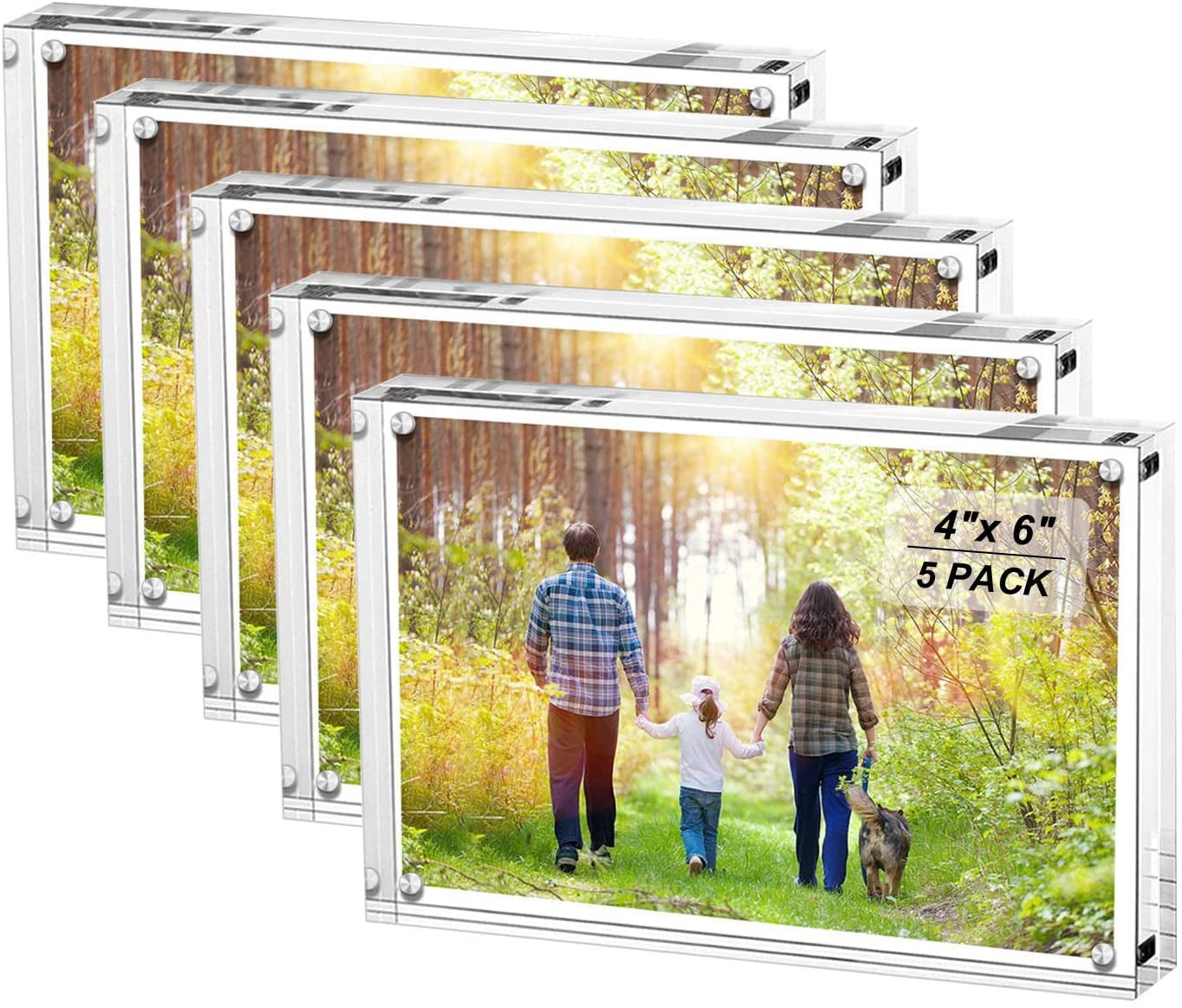 4x6 Inches Acrylic Picture Frames- 5 Pack, Desktop Frameless Photo ...
