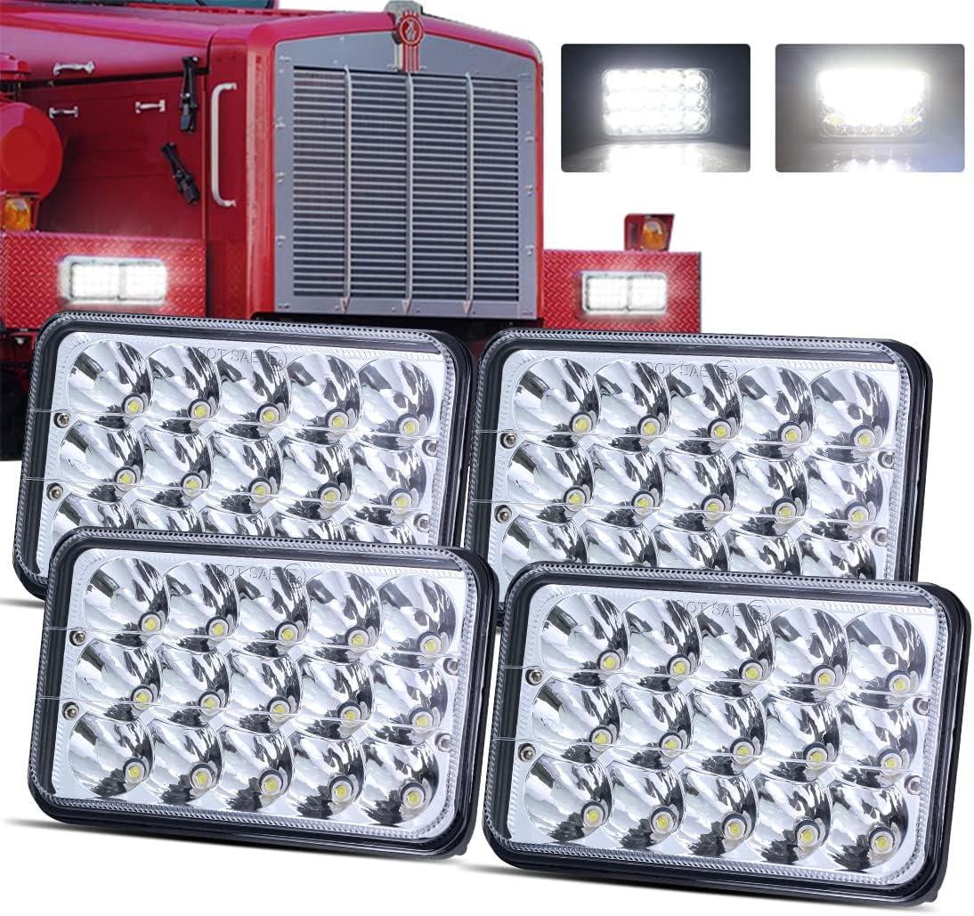 4x6 LED Headlights Dot Approved Hi Lo Sealed Beam Compatible with Peterbilt Kenworth T600 W900 T800 Truck Peterbilt 379 S10 RV Freightliner Walmart