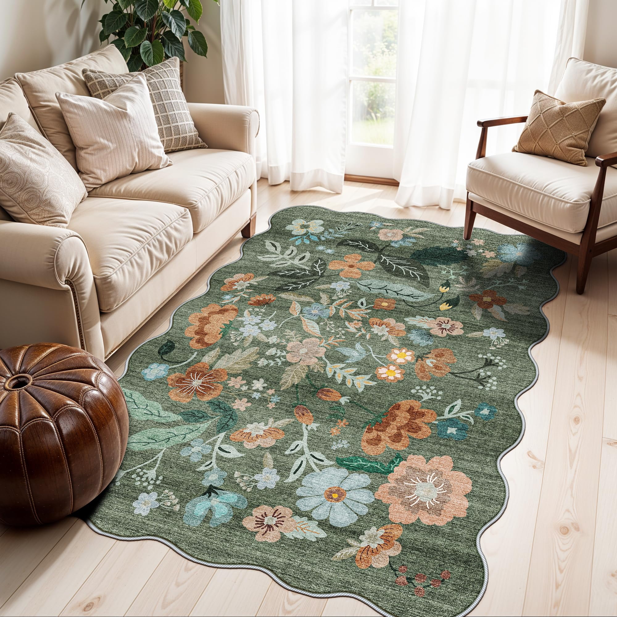 4x6 Living Room Area Rugs: Washable Farmhouse Kitchen Flrugs Non-slip ...