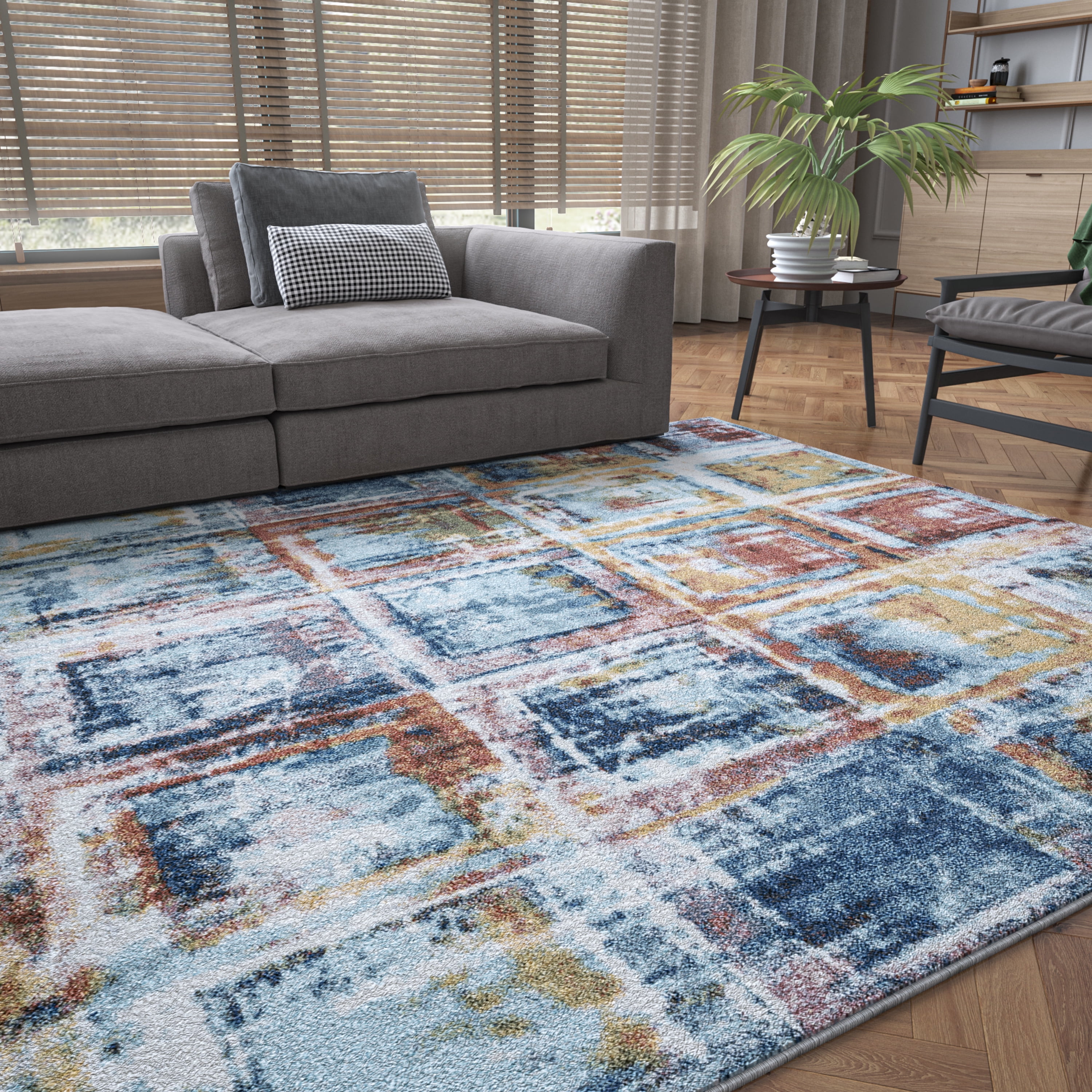 4x6 Modern Navy Area Rugs for Living Room | Bedroom Rug | Dining Room ...