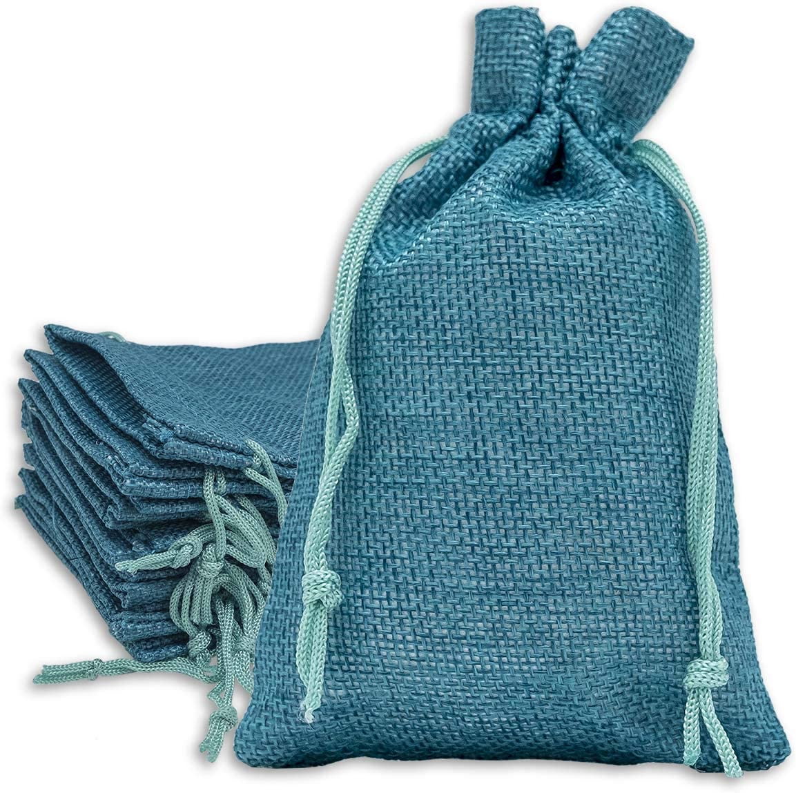 4x6 Natural Burlap Gift Bags w. Drawstring (Teal Blue, Small) Party ...