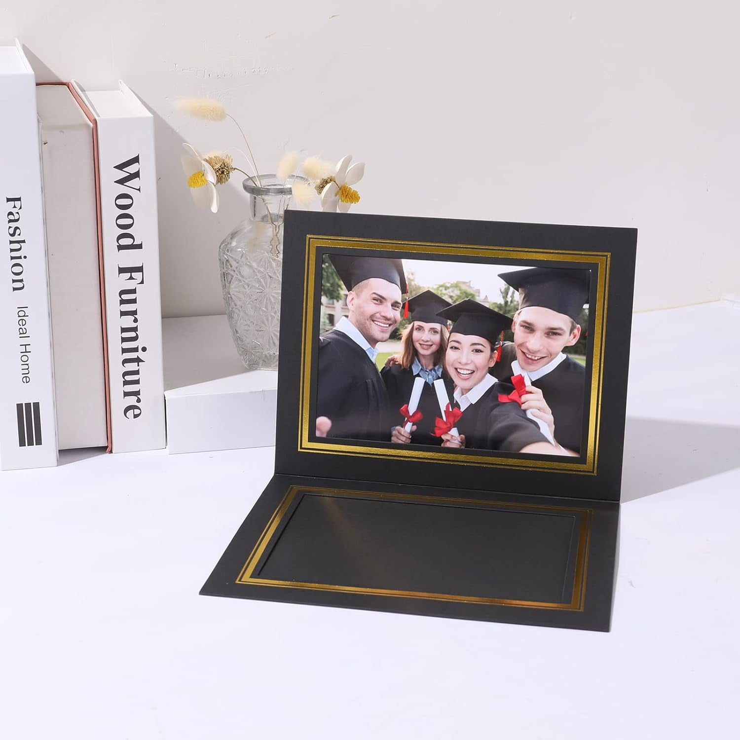 4x6 Photo Folders, Black Cardboard Picture Frame, Vertical Paper Photo ...