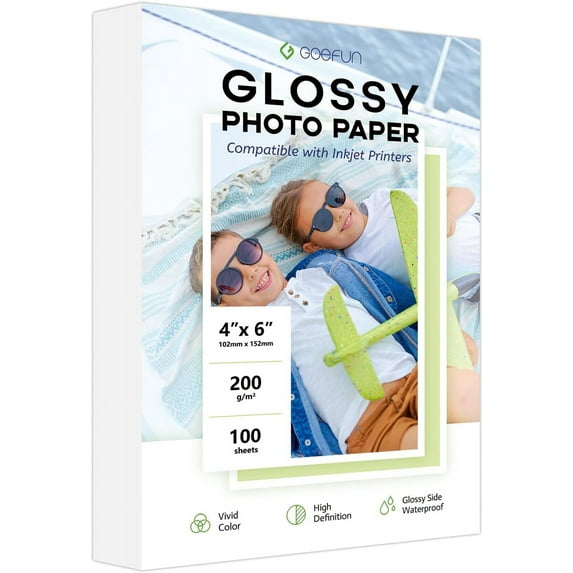 4x6 Photo Paper, 200GSM/54LB Glossy Inkjet Printer Paper for Dye Ink ...