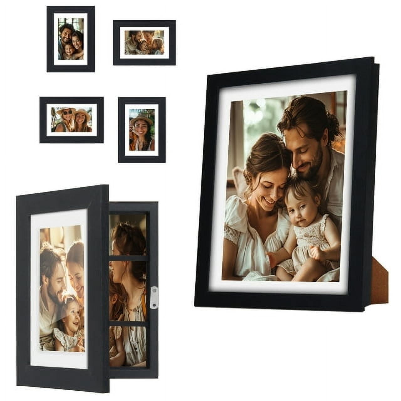 4x6 Picture Frame Black Solid Wood, Set of 2, Large Capacity ( 35 ...