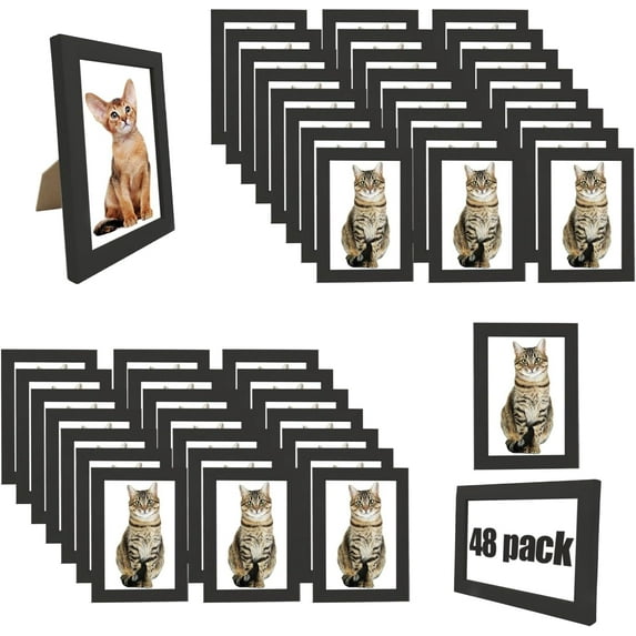 4x6 Picture Frame Bulk Set of 48 Black Photo Frames Display 4x6 Photos ...