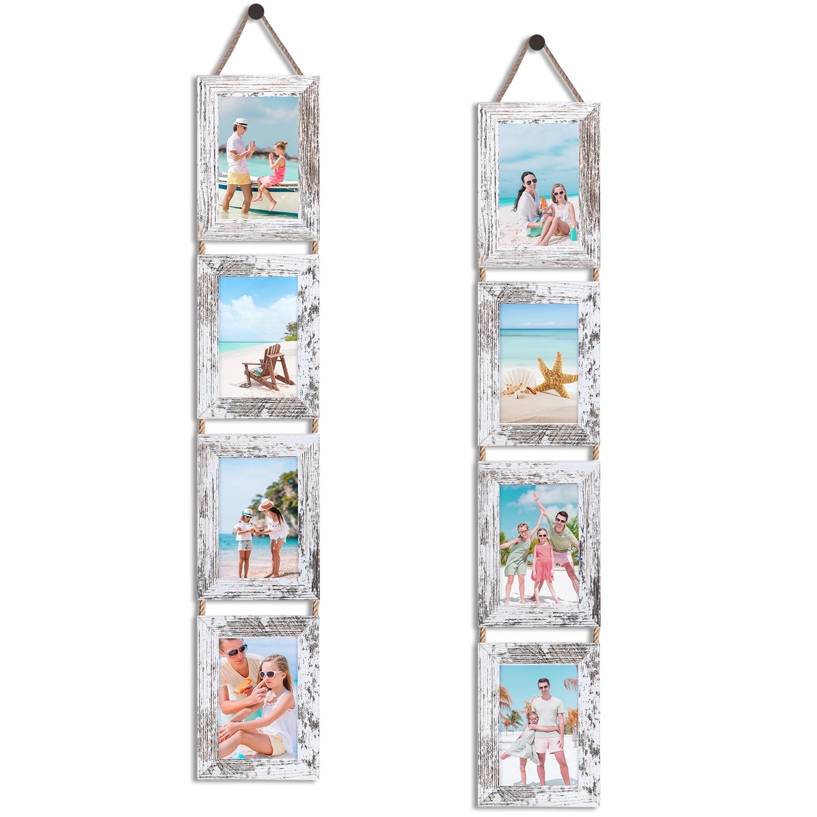 4x6 Picture Frame Collage Wall Hanging Photo Frames, White, Set of 2 ...