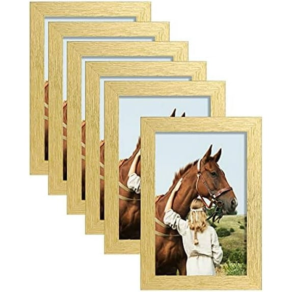 4x6 Picture Frame Gold Set of 6 - Multi Photo Frames Collage with HD ...