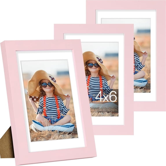 4x6 Picture Frame Set of 3, Display Pictures 3.5x5 with Mat or 4x6 ...