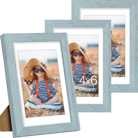 4x6 Picture Frame Set of 3, Display Pictures 3.5x5 with Mat or 4x6 ...