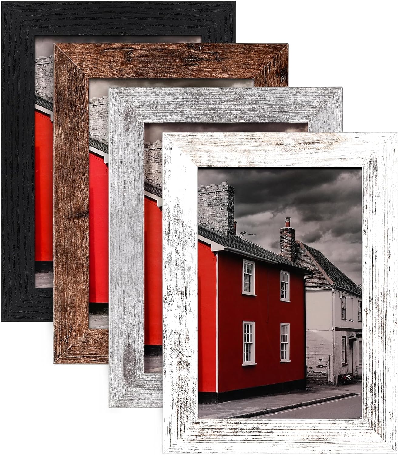 4x6 Picture Frame Set of 4, Wood Farmhouse Style Frames, Display ...