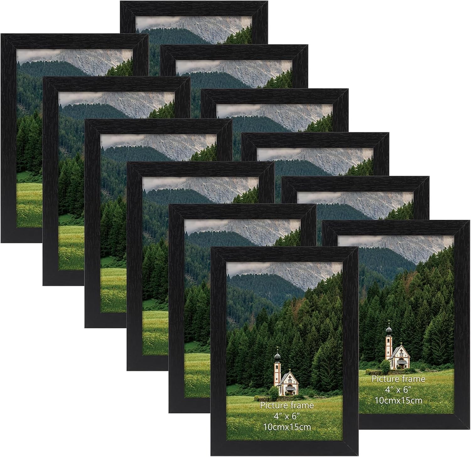 4x6 Picture Frame Set of 12, Black Picture Frames Display 4 by 6 Photo ...
