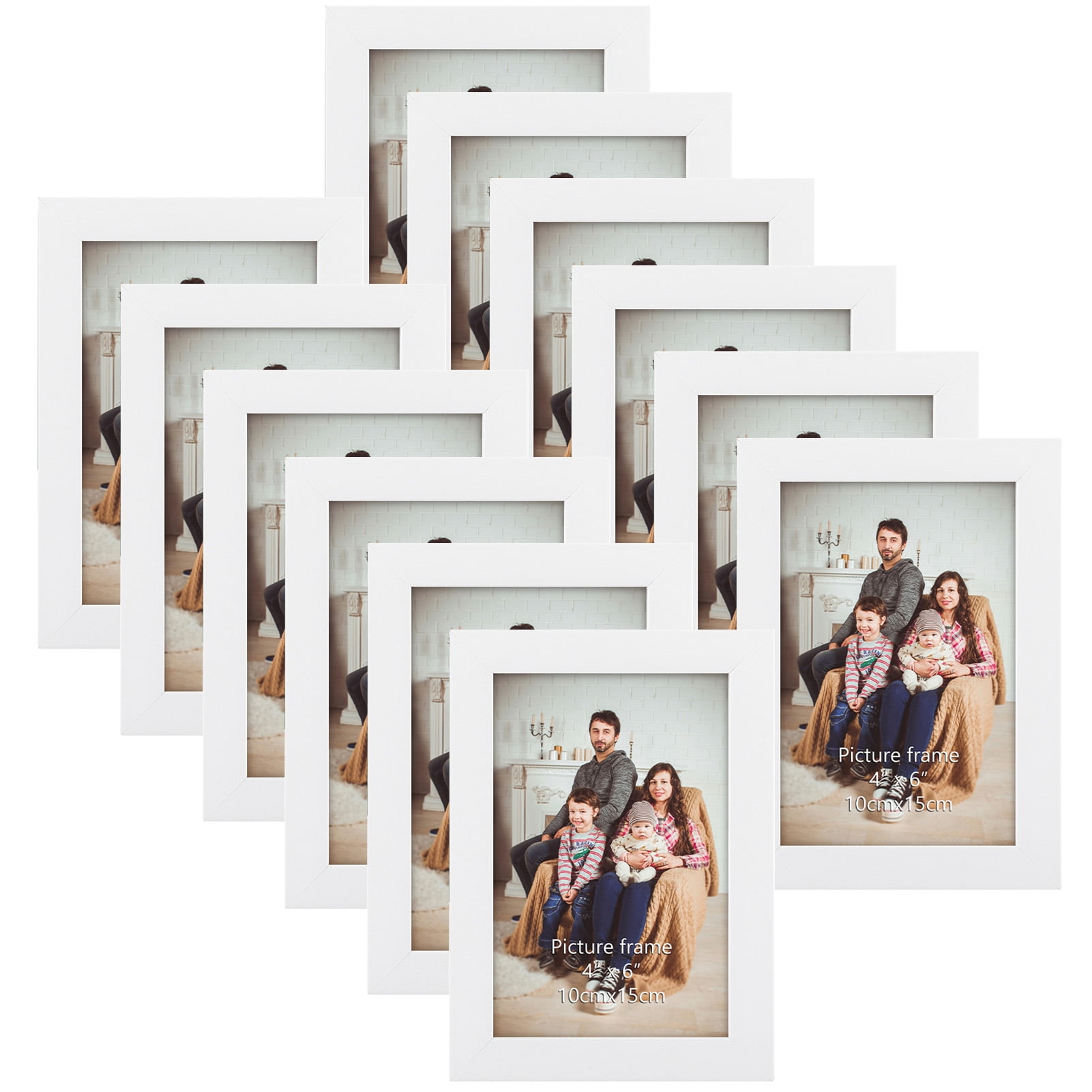 White Woodgrain 4x6 Photo Frame Set of 12, Multi Style Wall or Tabletop ...