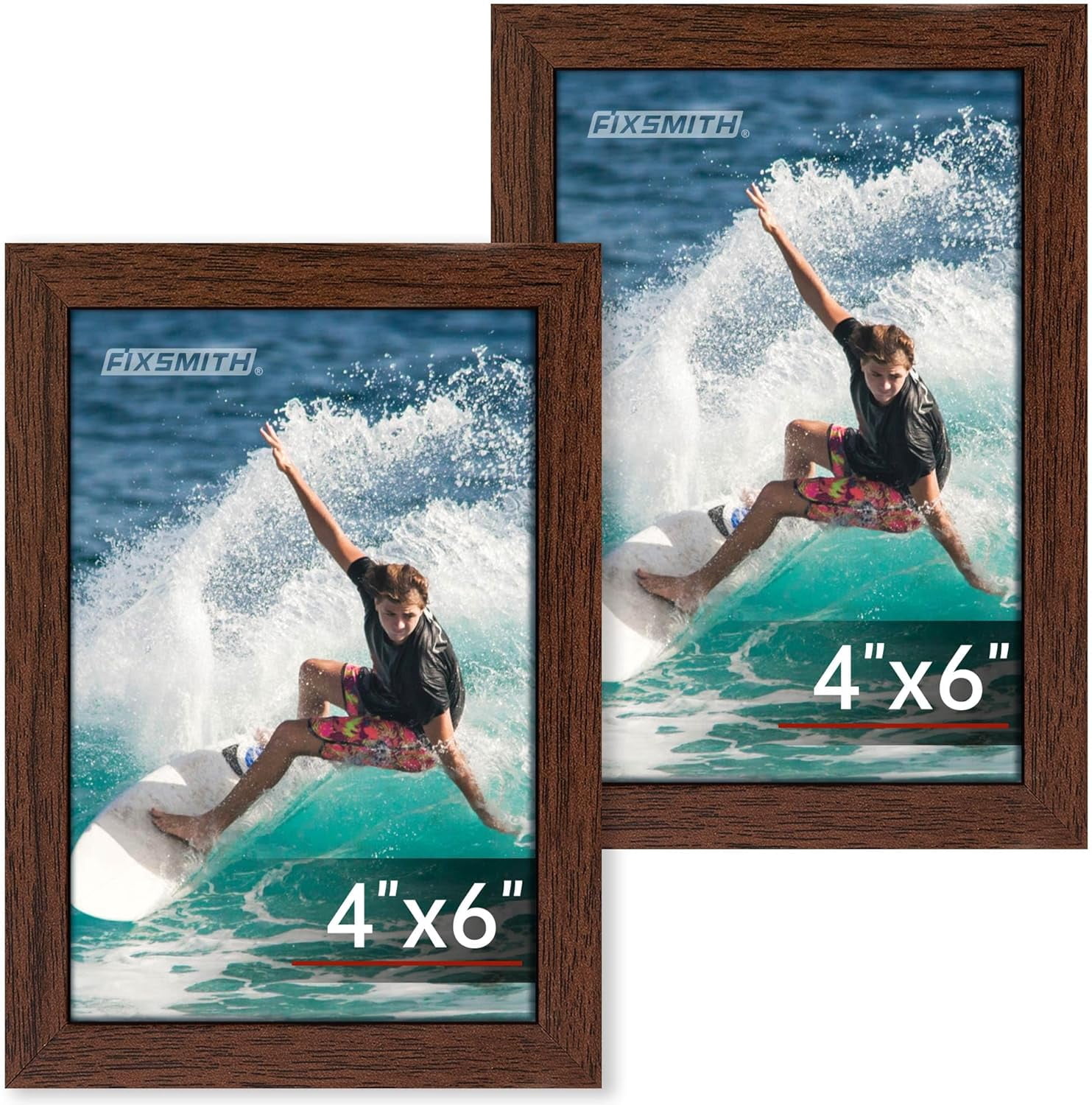 4x6 Picture Frame Set of 2, Photo Frame 4x6 with HD Plexiglass, Brown ...