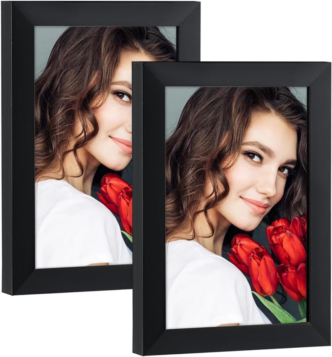 4x6 Picture Frame Set of 2, Wooden Picture Frames with HD Plexiglass ...