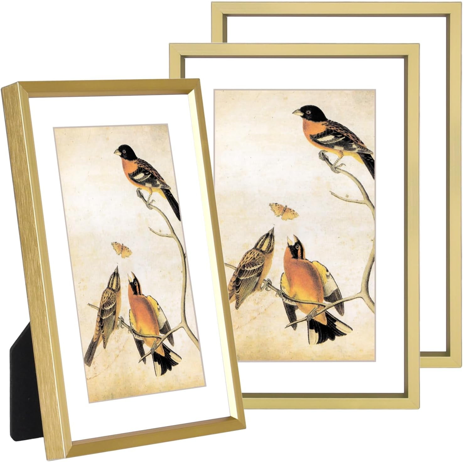 4x6 Picture Frame Set of 3, Brass Metal Photo Frames with HD Glass ...