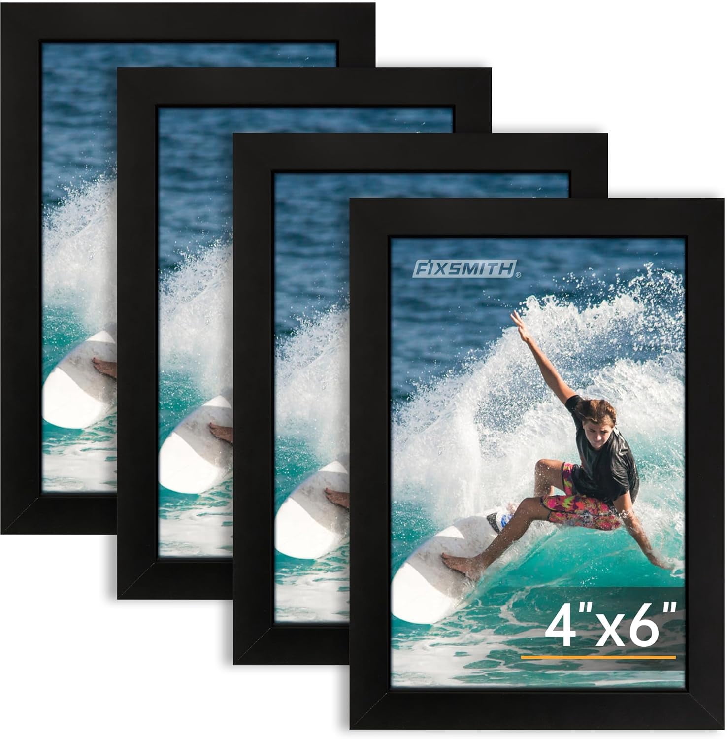 4x6 Picture Frame Set of 4, 4x6 Photo Frames with HD Plexiglass for ...
