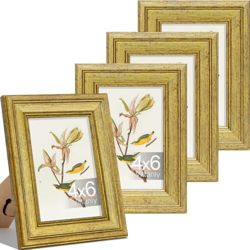 4x6 Picture Frame Set of 4, Vintage Photo Frame for Wall or Tabletop ...