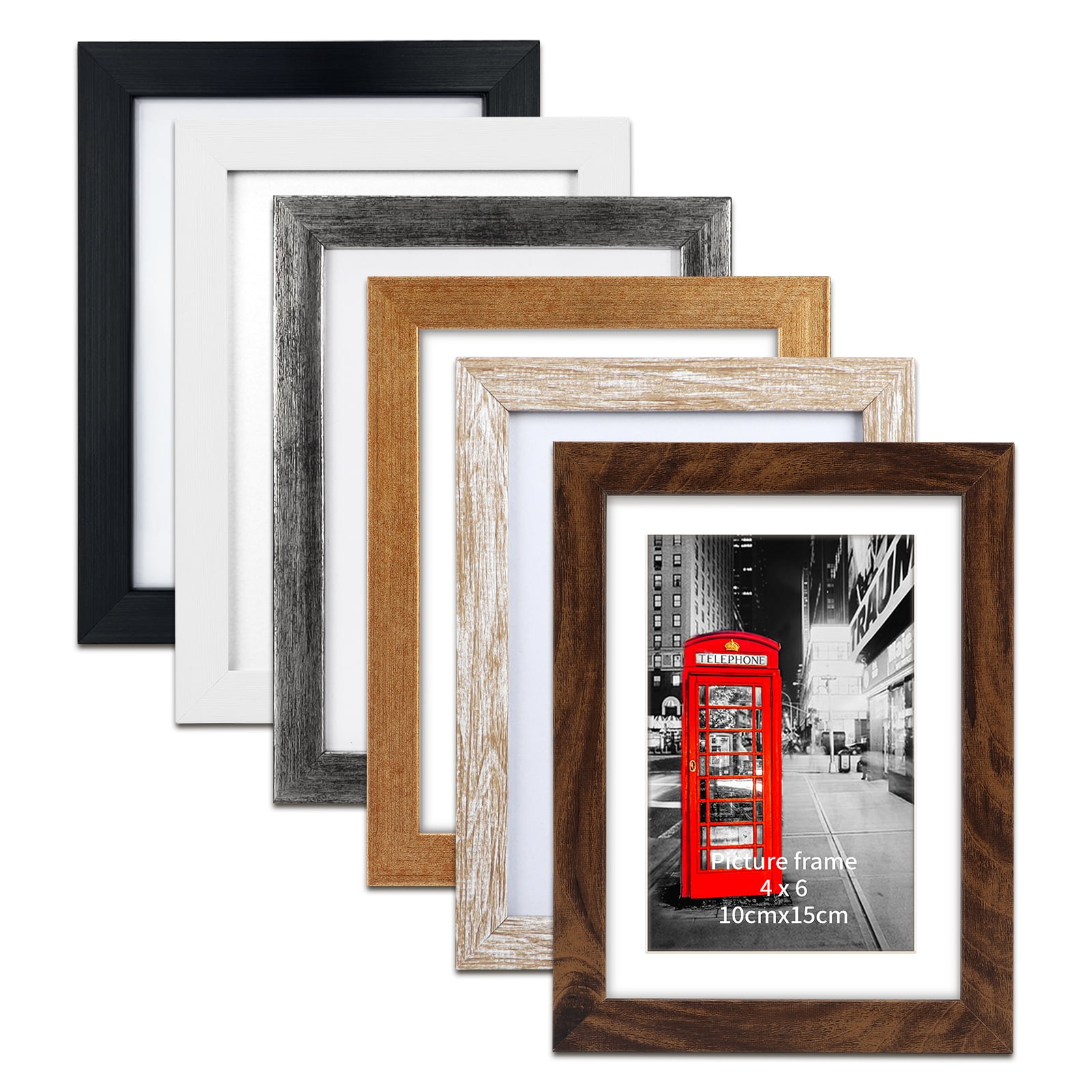 Walmart 4x6 Rustic Wood Frame Set of 6, Wall & Tabletop Home Gallery ...