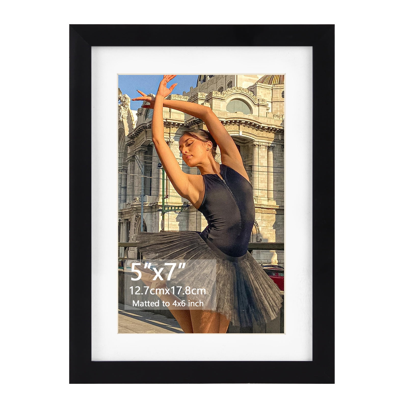 4x6 Picture Frames 1 Pack, 5x7 without Mat and 4x6 with Mat, Black ...