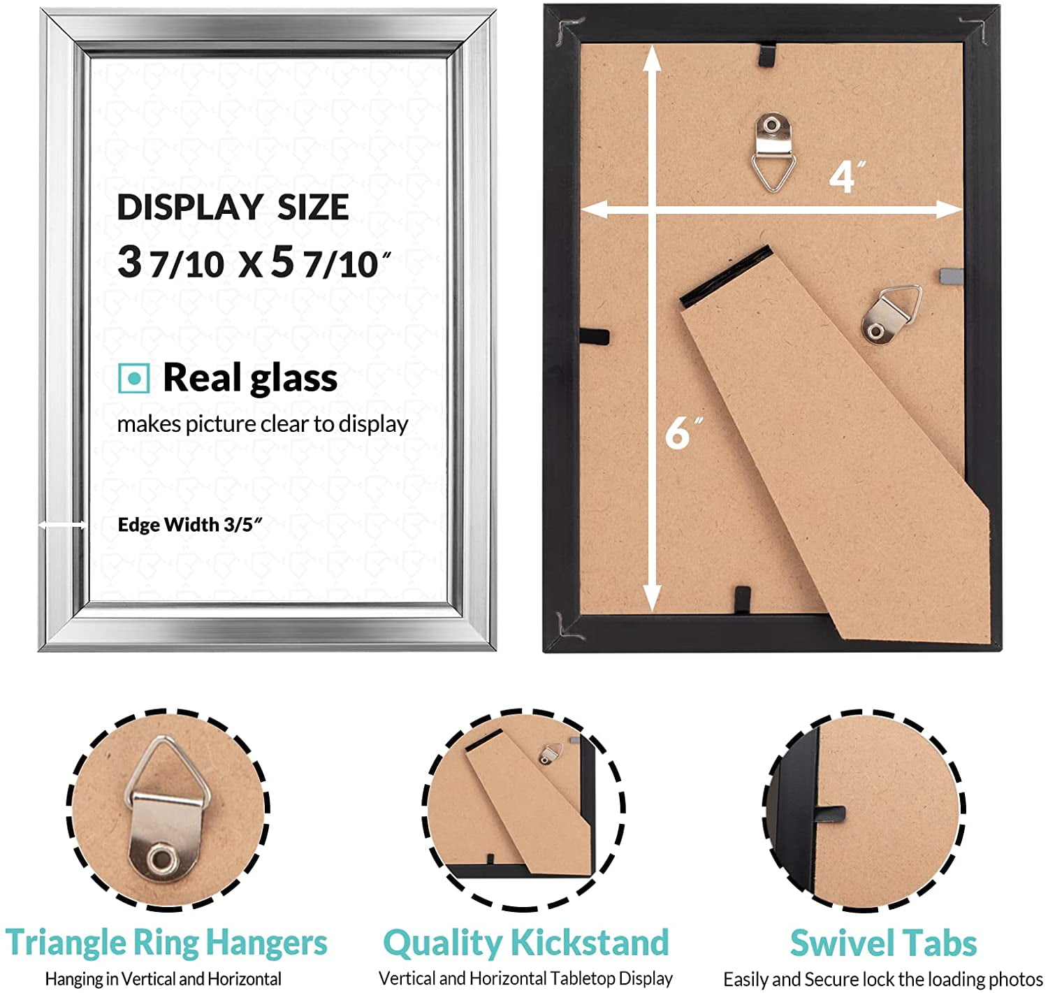 4x6 Picture Frames (12 Pack, Silver) Simple Designed Photo Frame with ...