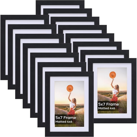 4x6 Picture Frames Black Set of 15, Display Pictures 4x6 with Mat or ...