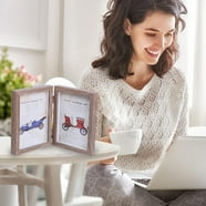 HORLIMER 4x6 Double Picture Frame with Real Glass Horizontal Display ...