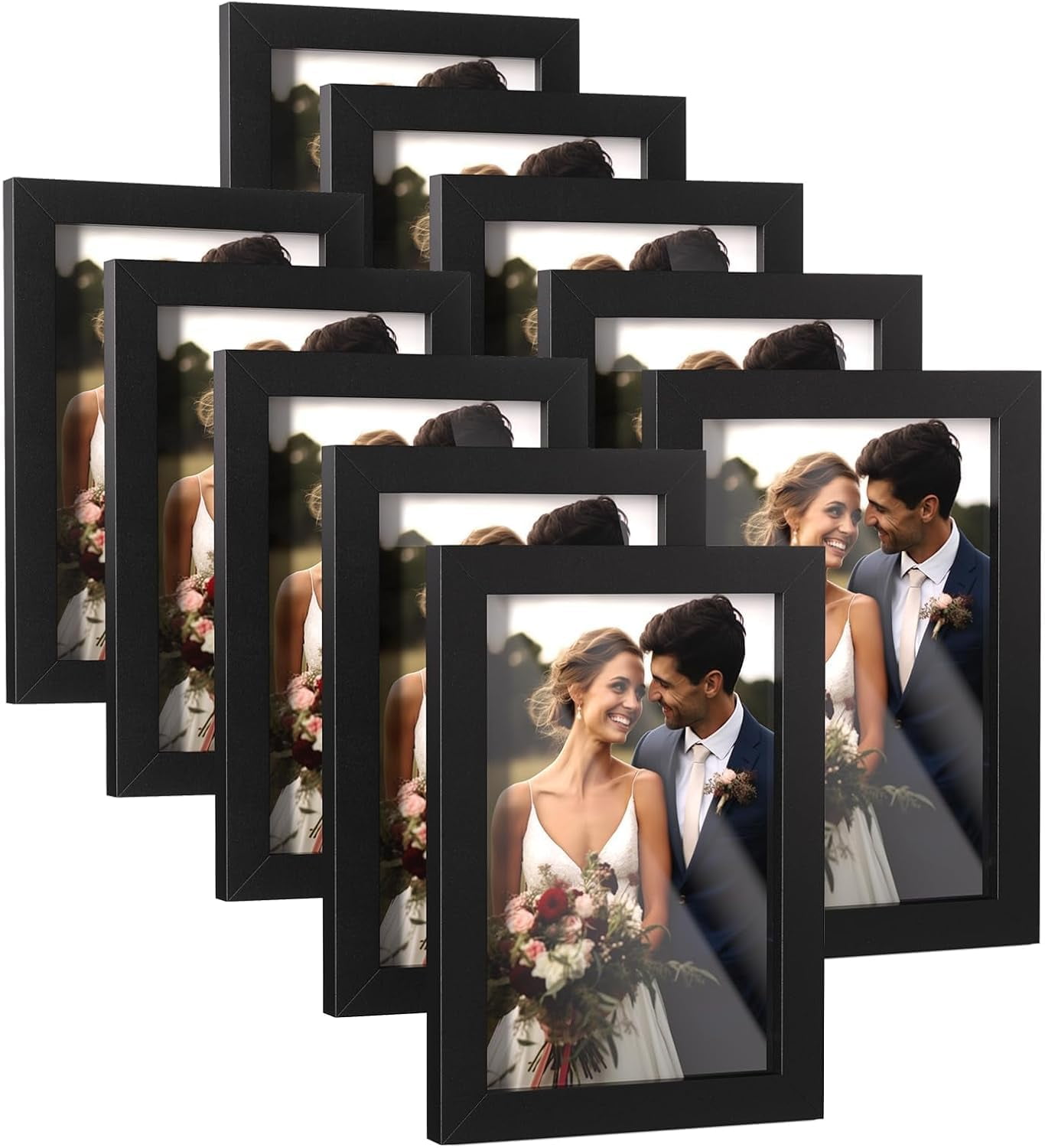 4x6 Picture Frames Set of 10 Black, Tabletop or Wall Mount Photo Frames ...